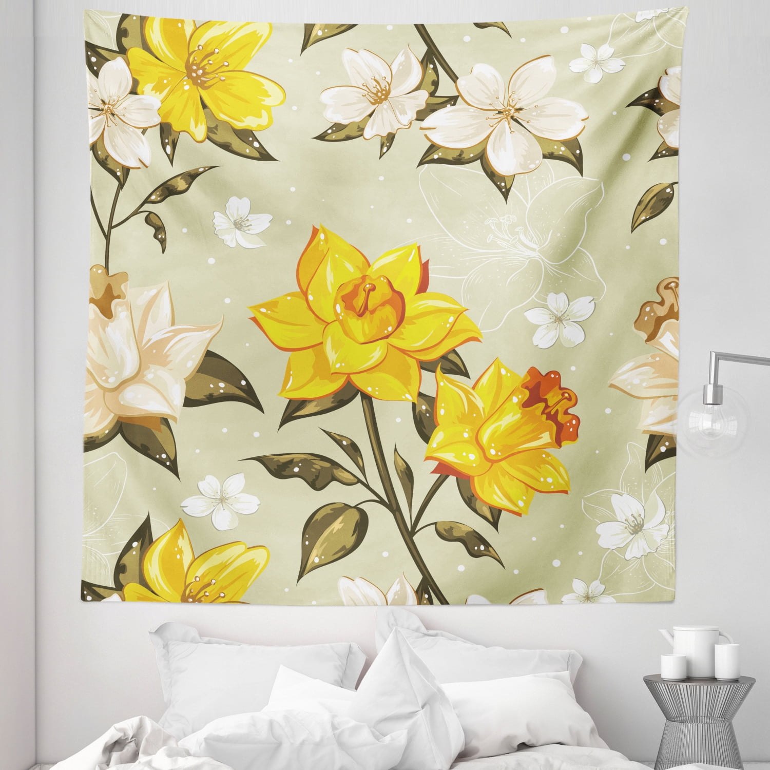 Spring Tapestry, Classy Spring Floral Narcissus Branch Pattern with ...