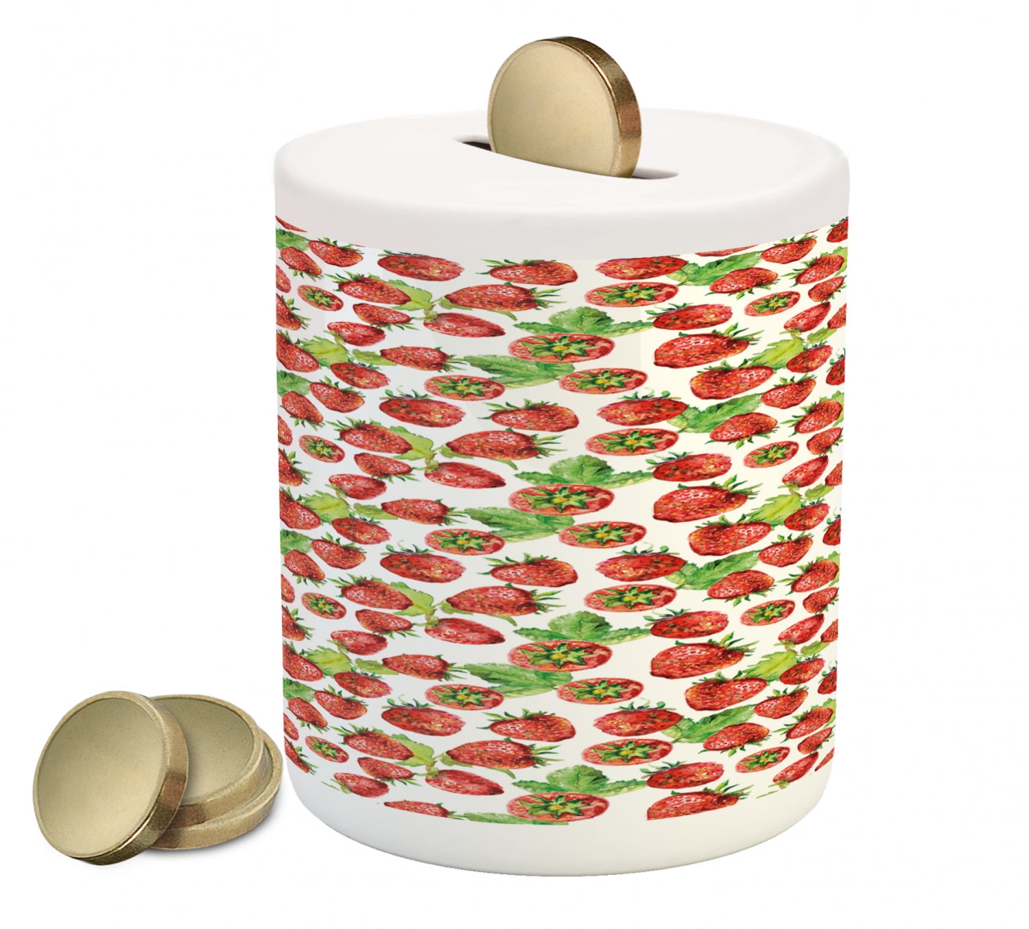 Fruit Piggy Bank, Vibrant Strawberry Watercolor Yummy Fruits Art ...