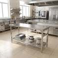 60 In x24 In Commercial Stainless Steel Folding Prep Table 2-Tier Heavy ...