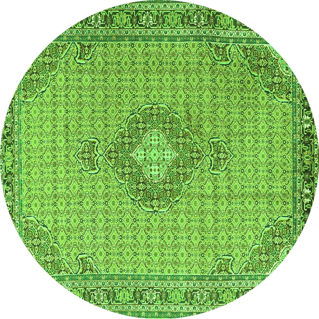 Ahgly Company Indoor Round Medallion Green Traditional Area Rugs, 5 ...