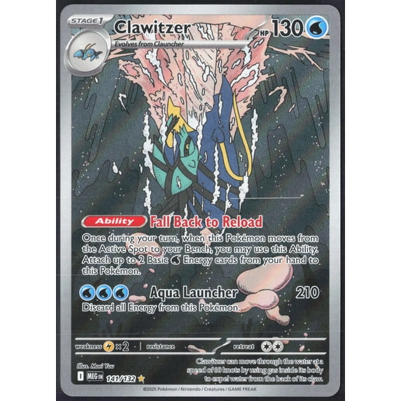 2025 Mega Evolution Clawitzer Holo Secret Rare Full Art #141/132 ...