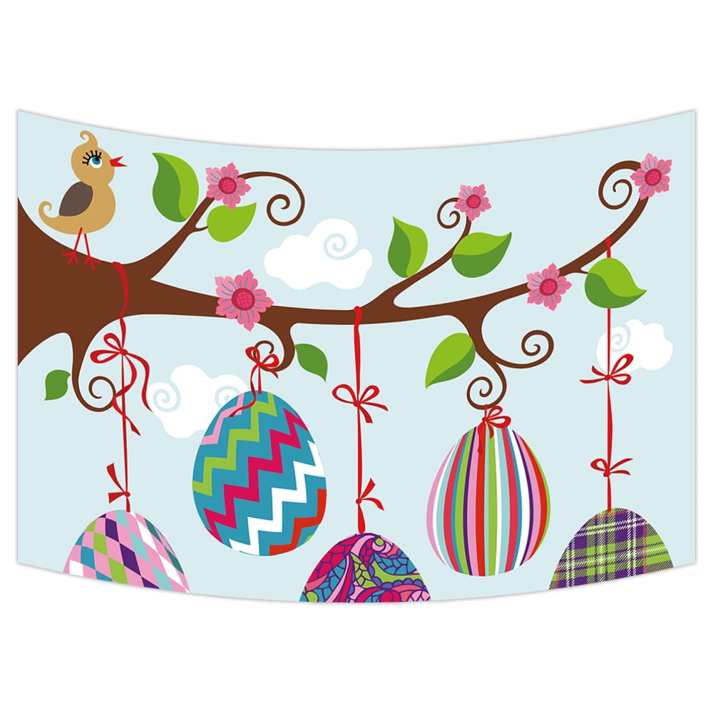 YKCG Easter Eggs Hang on Branches Birds on Tree Branch Wall Hanging ...