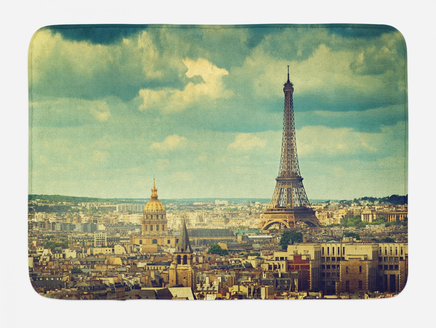 Eiffel Tower Bath Mat, Europe Famous Building Cityscape Paris France ...