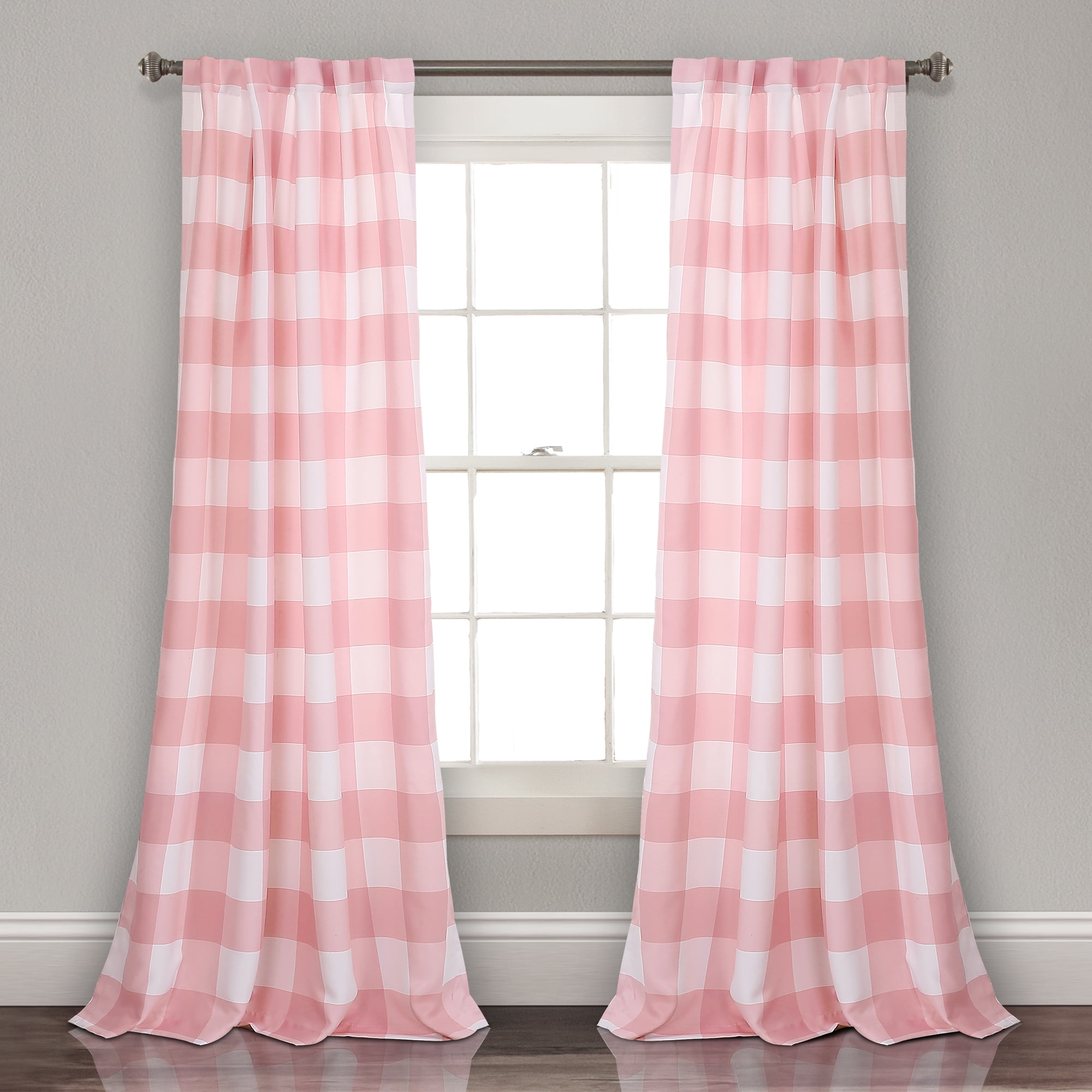 Lush Decor Kelly Checker Room Darkening 84" x 52" Checker Pink 3" Back ...