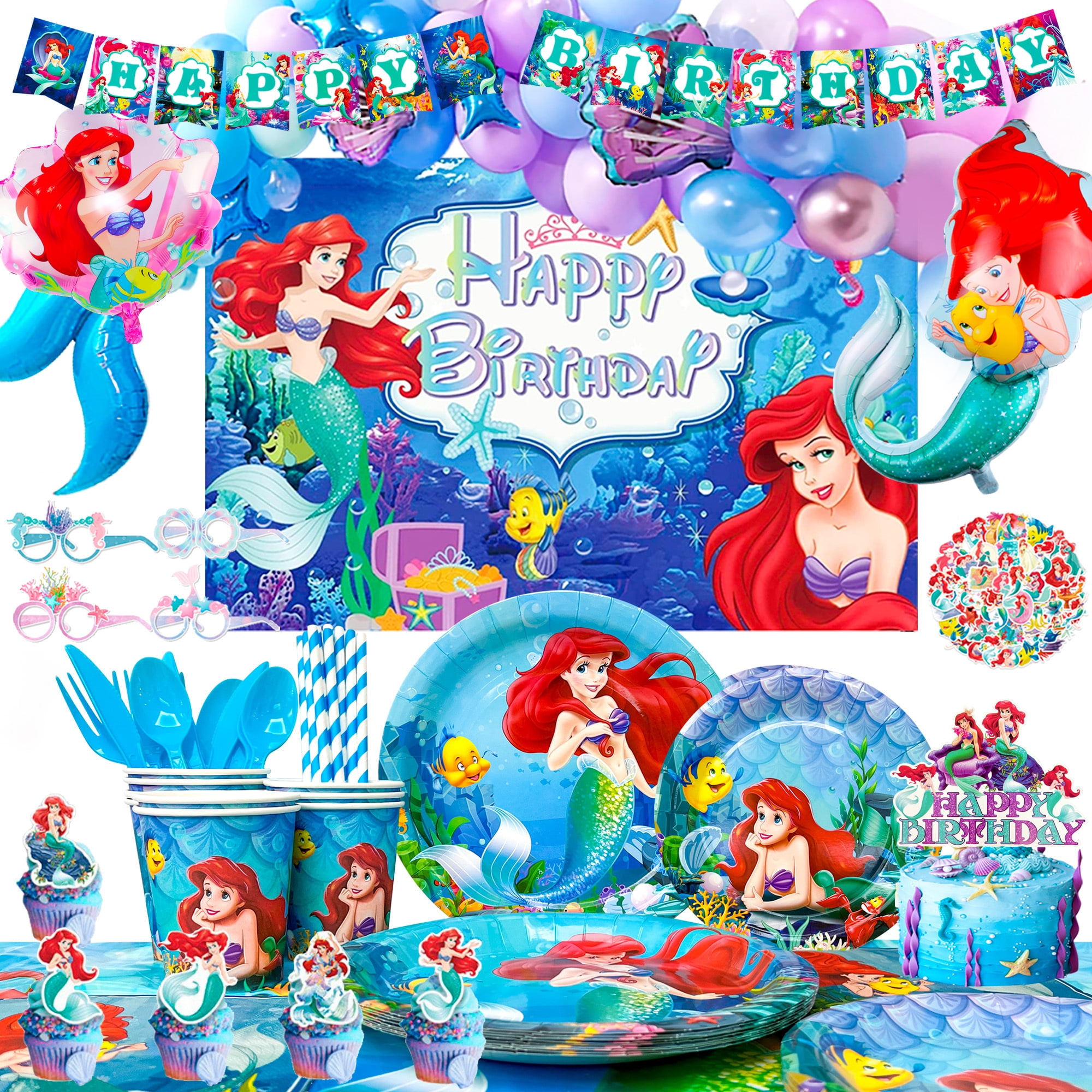Click here for Elifjoydeco Little Mermaid Party Supplies  185pcs... prices