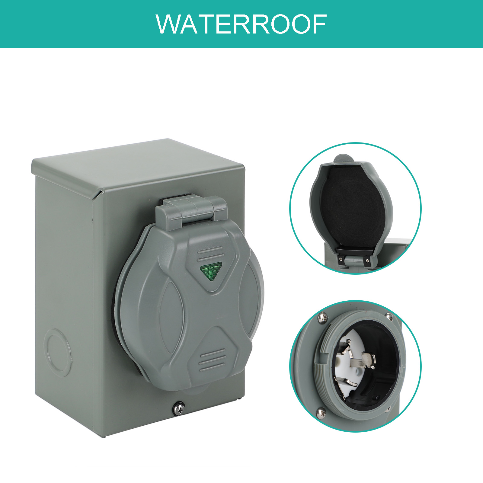 RV 50 Amp Power Inlet Box Outdoor Receptacle 3 Prong Locking Plug with ...