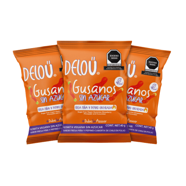 Gomitas sin azúcar Deloü Gusanos con chile 12 piezas | Bodega Aurrera en línea