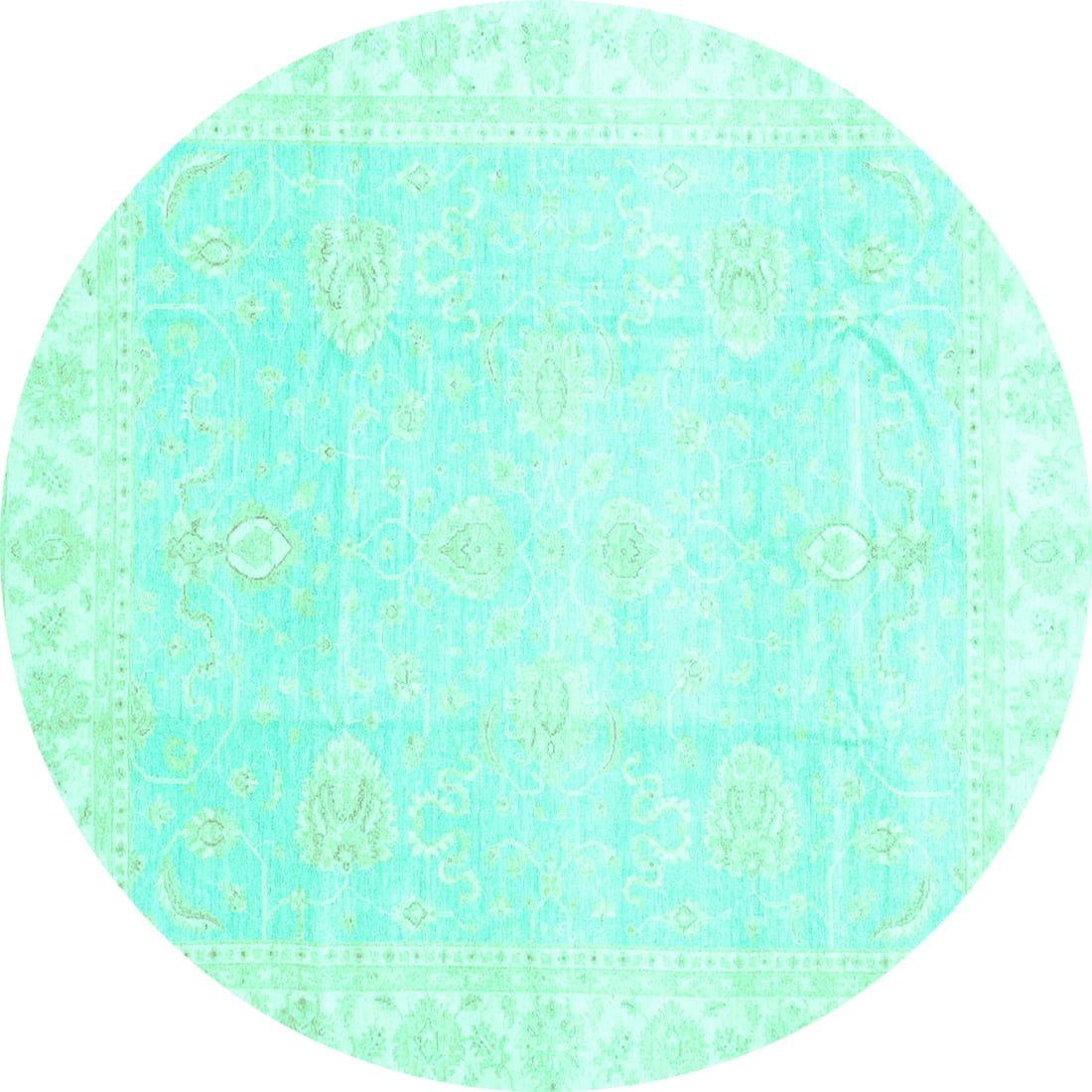 Ahgly Company Indoor Round Oriental Turquoise Blue Traditional Area ...