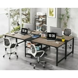 Tribesigns 90.55'' Double Desk for 2, Storage Shelves, Extra Long ...