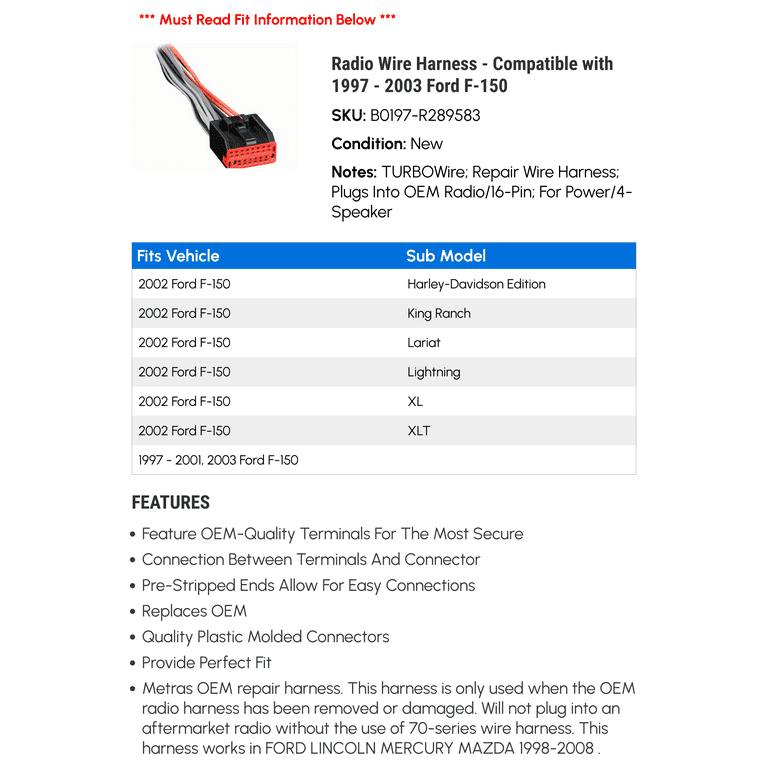 Ford F 150 Radio Wiring Diagram Car Stereo Radio Wiring Harness