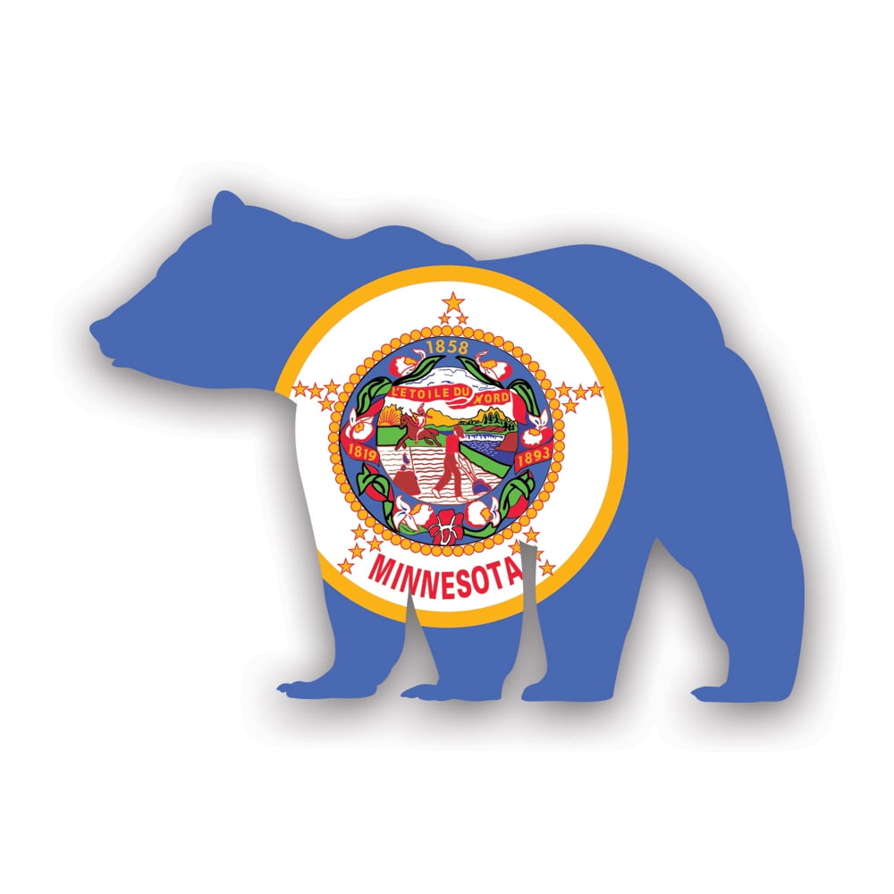 Minnesota Bear Flag Sticker Decal - Self Adhesive Vinyl - Weatherproof ...