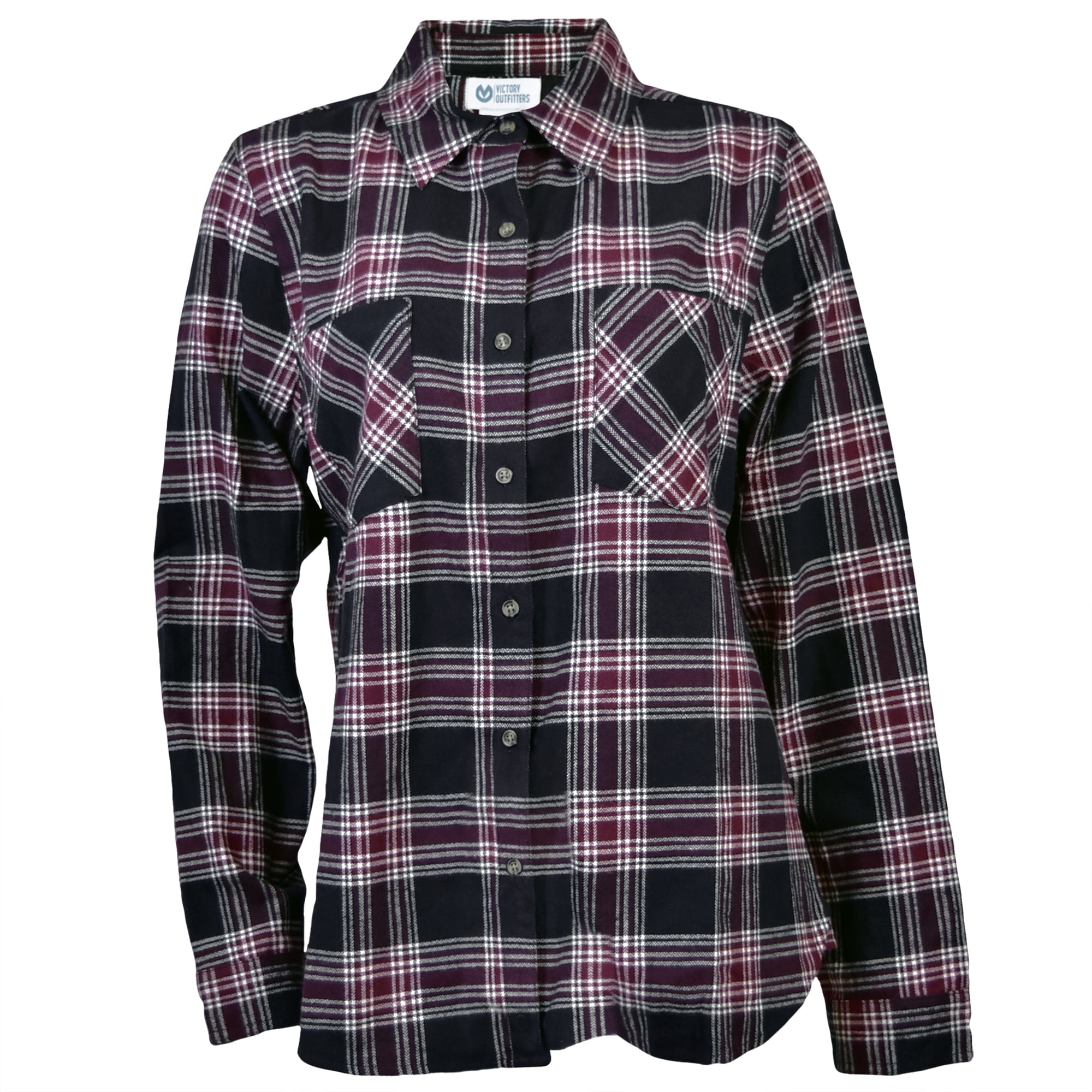 Victory Outfitters Ladies' Plaid Flannel Button Up Shirt w/ Two Chest ...
