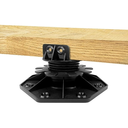 Height adjustable floor landing for deck legs, deck boards, wood ...
