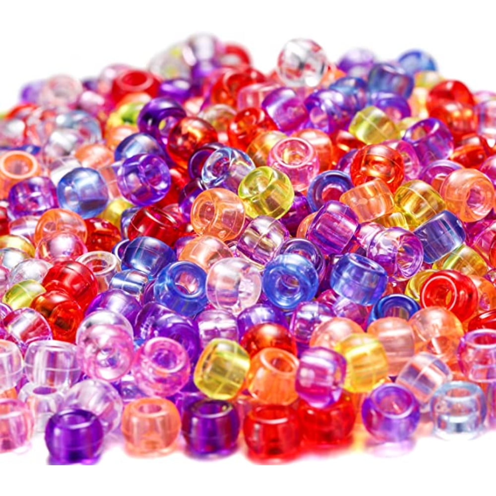 PEACNNG 1700pcs 6x9mm Pony Beads, Plastic Craft Beads Bulk for Crafts ...