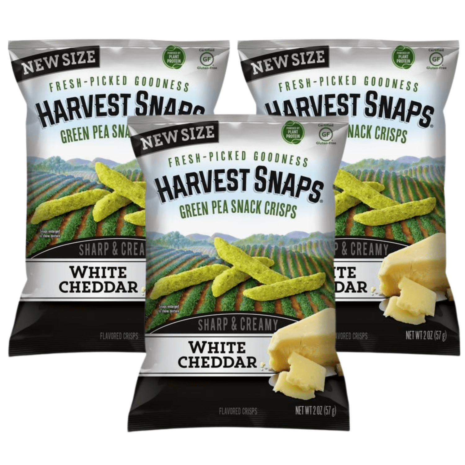 Harvest Snaps Green Pea Snack Crisps Sharp and Creamy White Cheddar ...