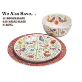 Bico Red Spring Bird Ceramic Bowls Set of 4, 26oz, for Pasta, Salad ...