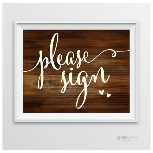 Please Sign Rustic Wood Wedding Party Signs - Walmart.com - Walmart.com