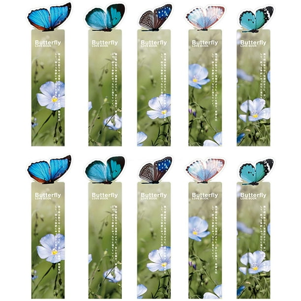 JHAILING Blue Butterfly Bookmarks 10 Pcs for Kids Women Book Lovers 3D ...