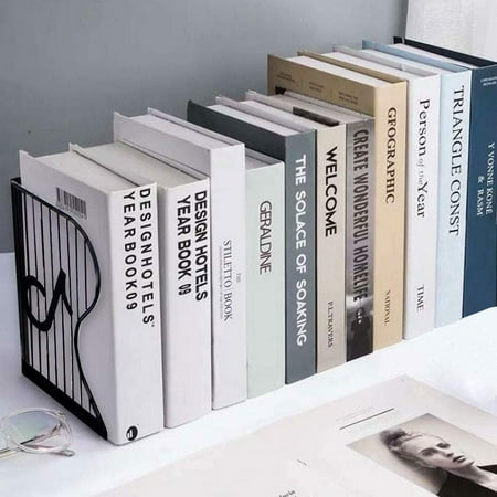 Adjustable Bookends Heavy Duty Metal Holder Shelf Nonskid Book Ends ...