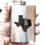 Hip Flask Plus 8oz Bluebonnet - Texas Flask - Leak-Proof & Botanical ...