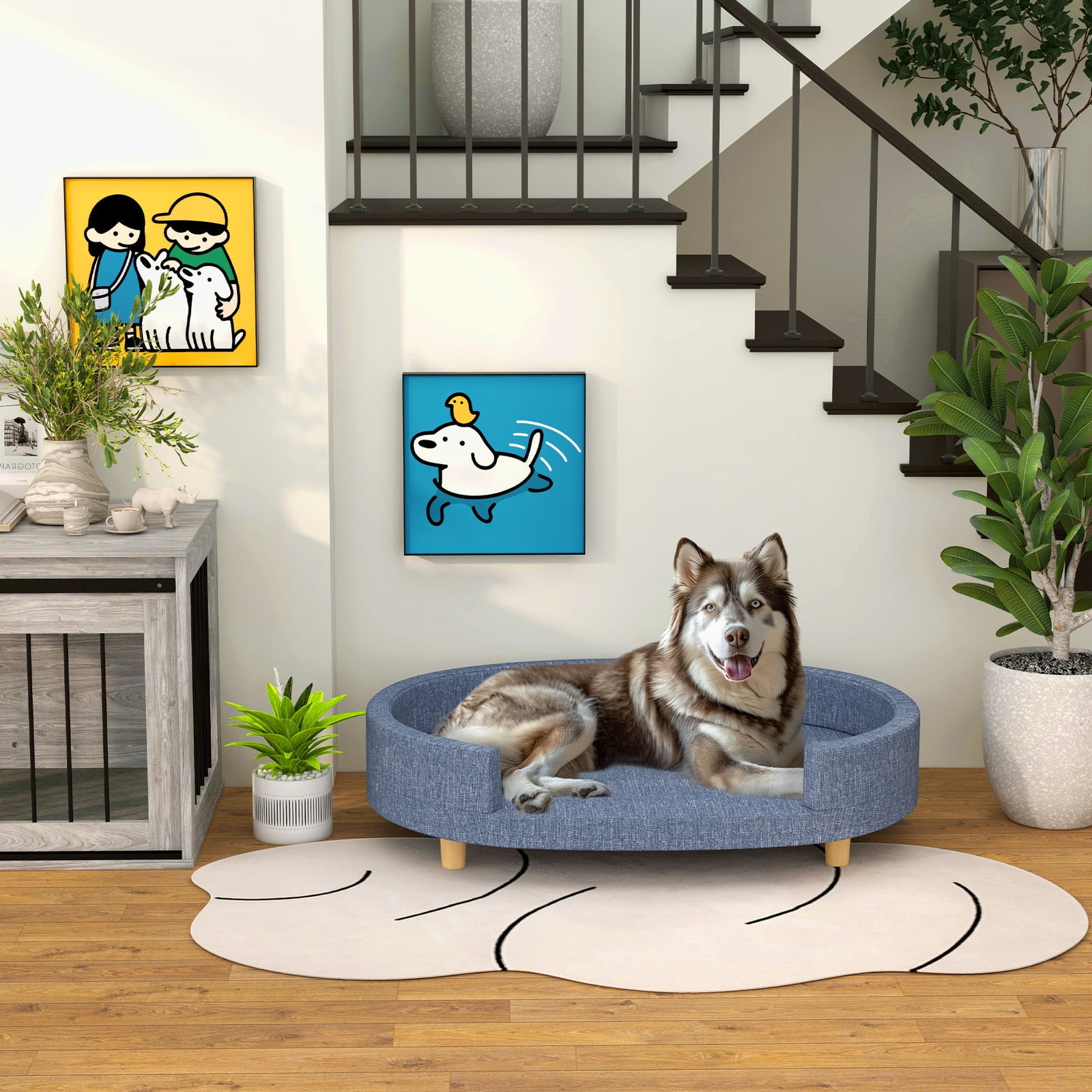 SAEWUD 28 Inch Dog Sofa Couch For Small Pet, Low Back Modern Velvet ...