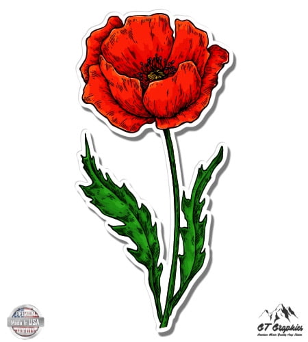 Poppy Flower - 3" Vinyl Sticker - For Car Laptop I-Pad Phone Helmet ...