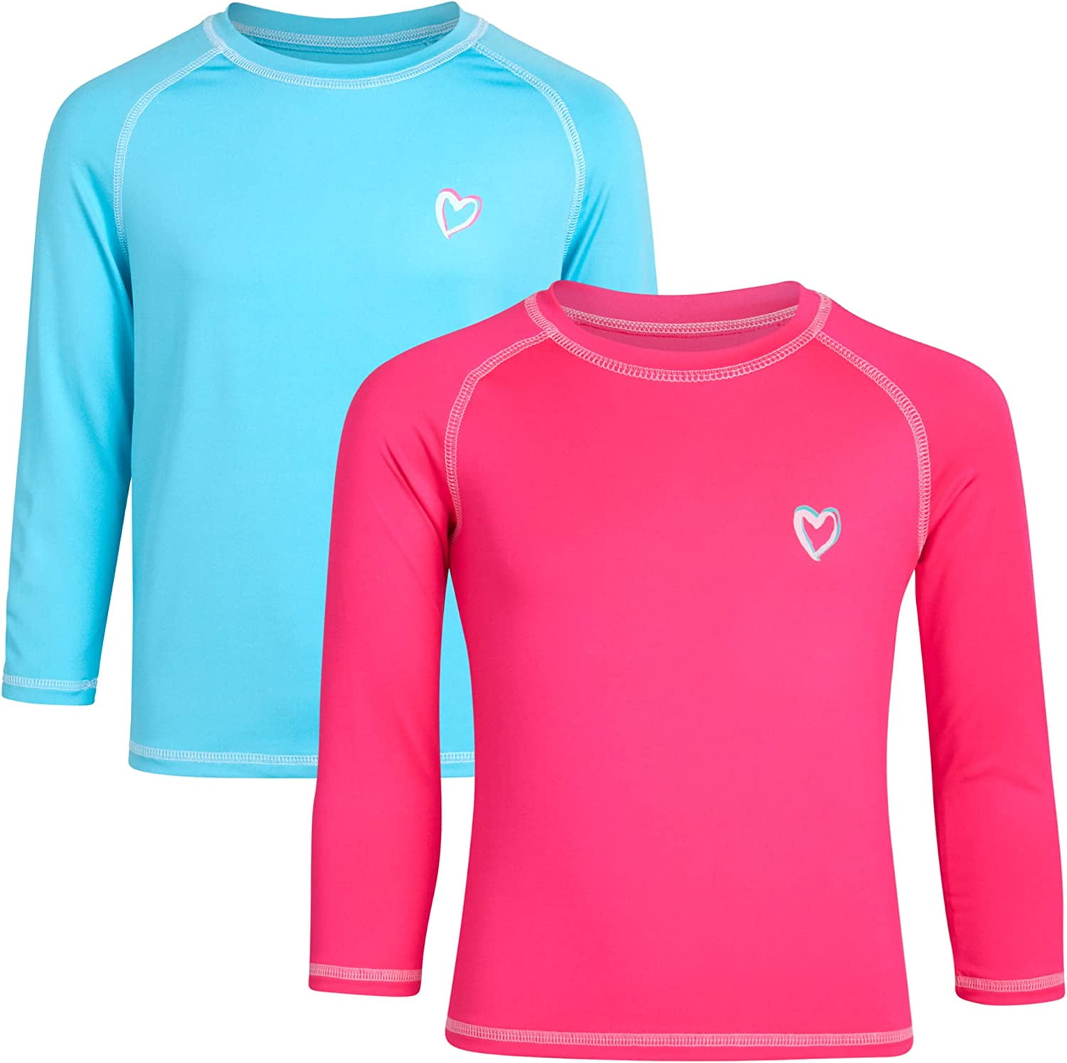 Pink Platinum Girls' Rash Guard Shirt - 2 Pack UPF 50+ Long Sleeve ...