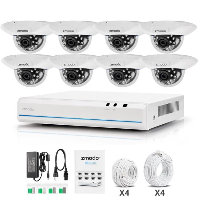 Zmodo KC-1008 Zmodo 8 CH NVR with 4 Dome Cameras with 4 Outdoor Cameras ...