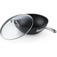 11 In Black Hard Anodized Aluminum Nonstick Wok Stir Fry Pan