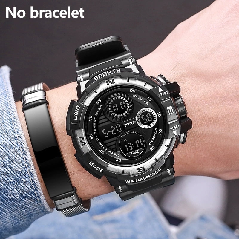 Black Digital Watch for Men Sports Watches Waterproof Outdoor ...