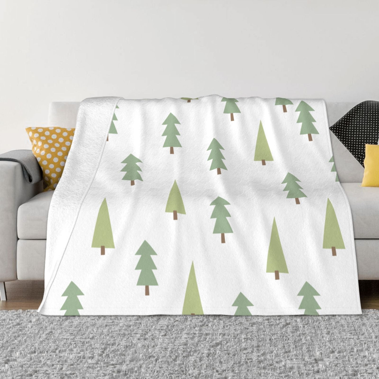 XMXT Throw Blanket, Cartoon Pine Trees Seamless Print Machine Washable ...