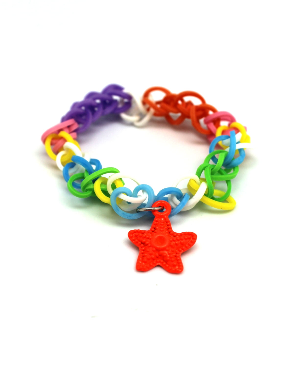 Orange Starfish Charm With Rainbow Loom Rubber Band Bracelet - Walmart.com