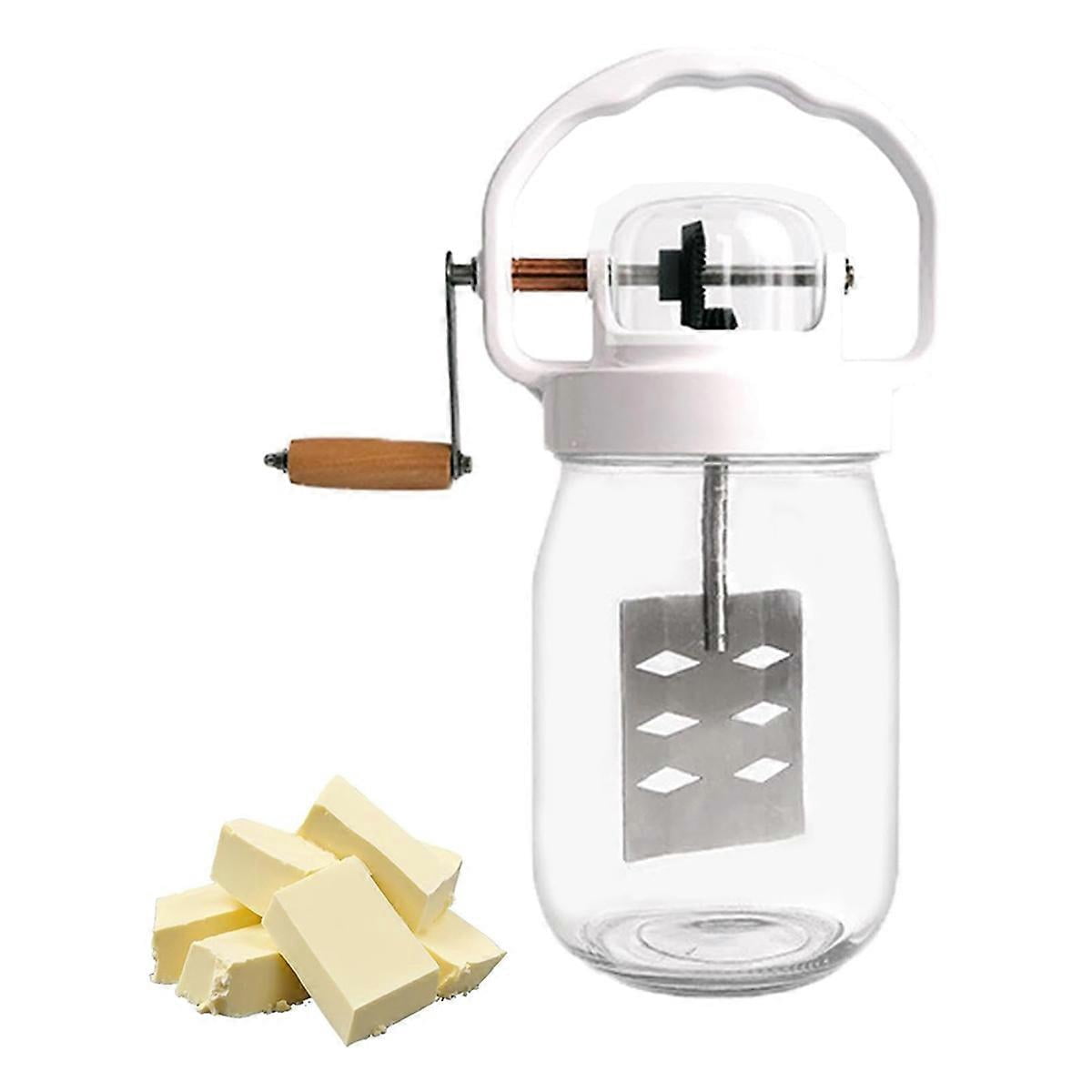 Manual Glass Butter Churner with Wooden Handle 1.5L Capacity Manual ...