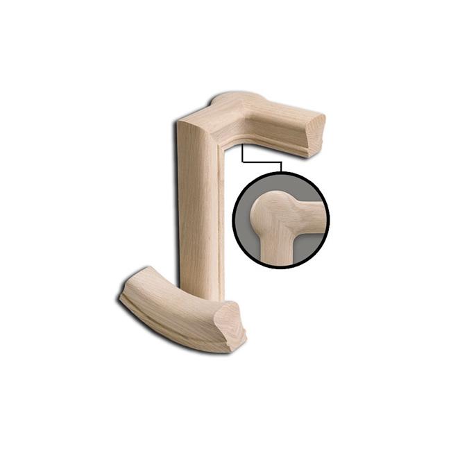 2 Rise Right Hand Gooseneck with Cap Wood Handrail Fitting, White Oak ...
