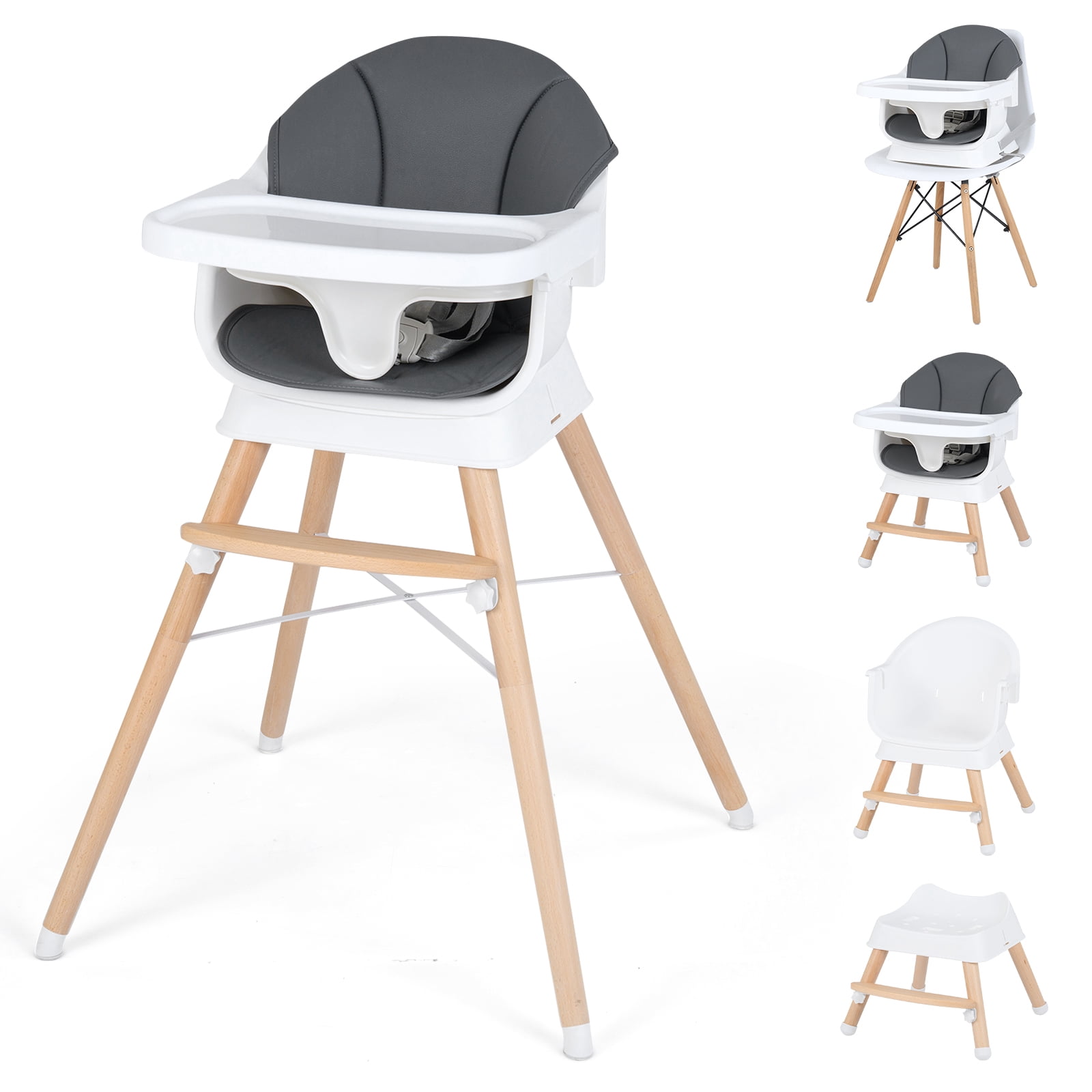 Click here for Costway Solid Wood Baby Feeding Chair Convertible... prices