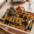 African Woman Cotton Linen Placemats Set of 2, Giraffe Elephant Brown ...