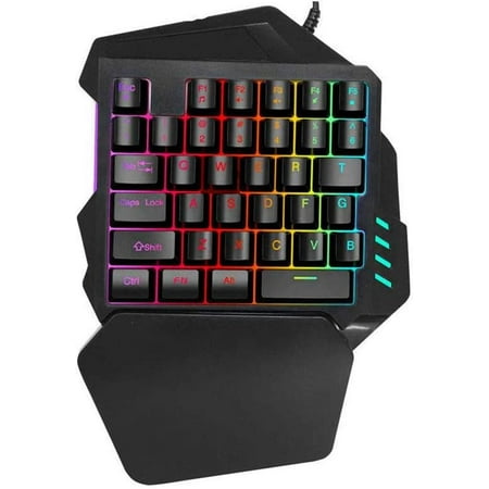 One-Handed Gaming Keyboard, 35 Keys RGB Single Hand Mechanical Gaming ...
