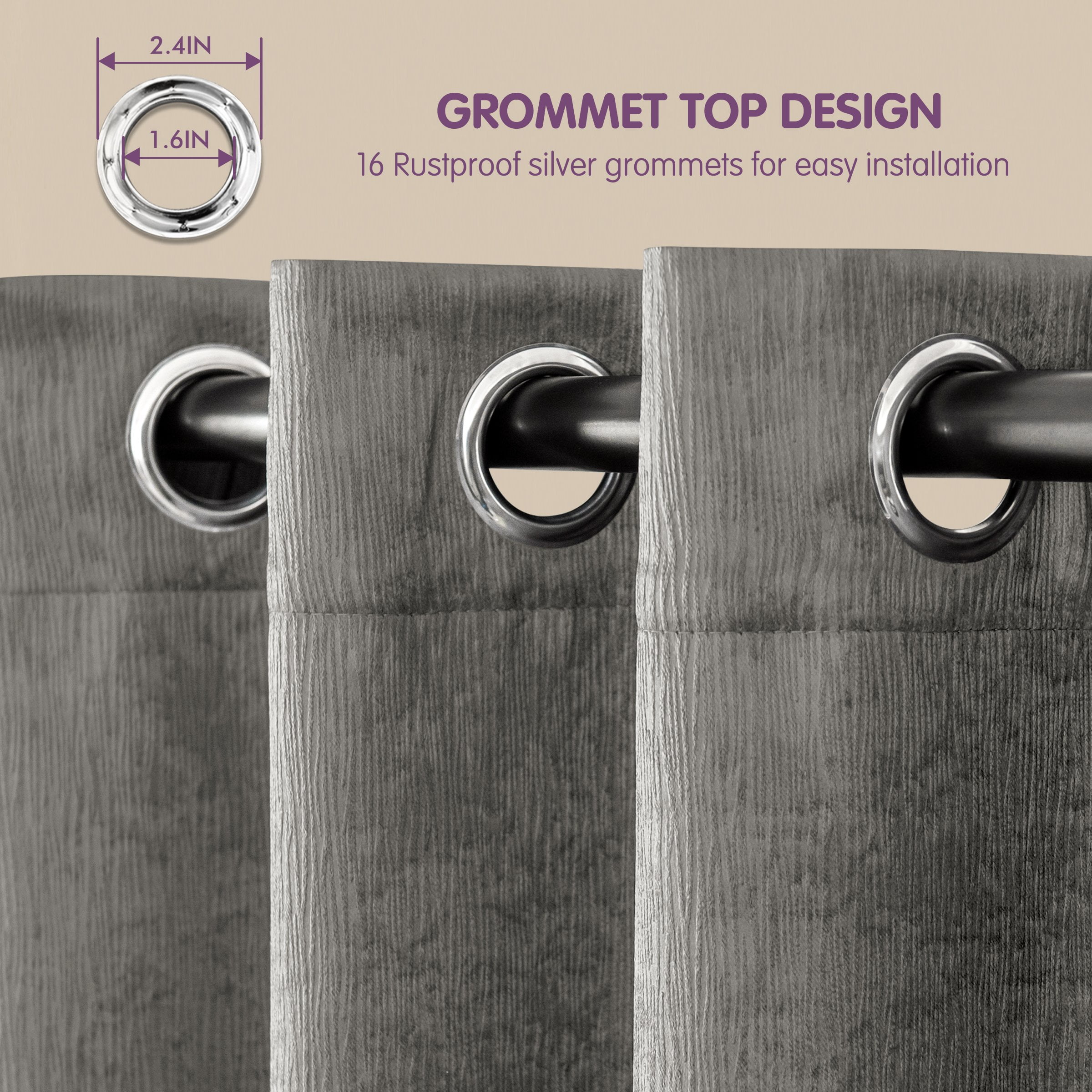 Buy Subrtex Blackout Curtains Embossed Window Drapes 2-Panel Gormmet ...