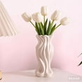 Ceramic Flowers Vase Home Decor Table Centerpiece, White Modern Vase ...