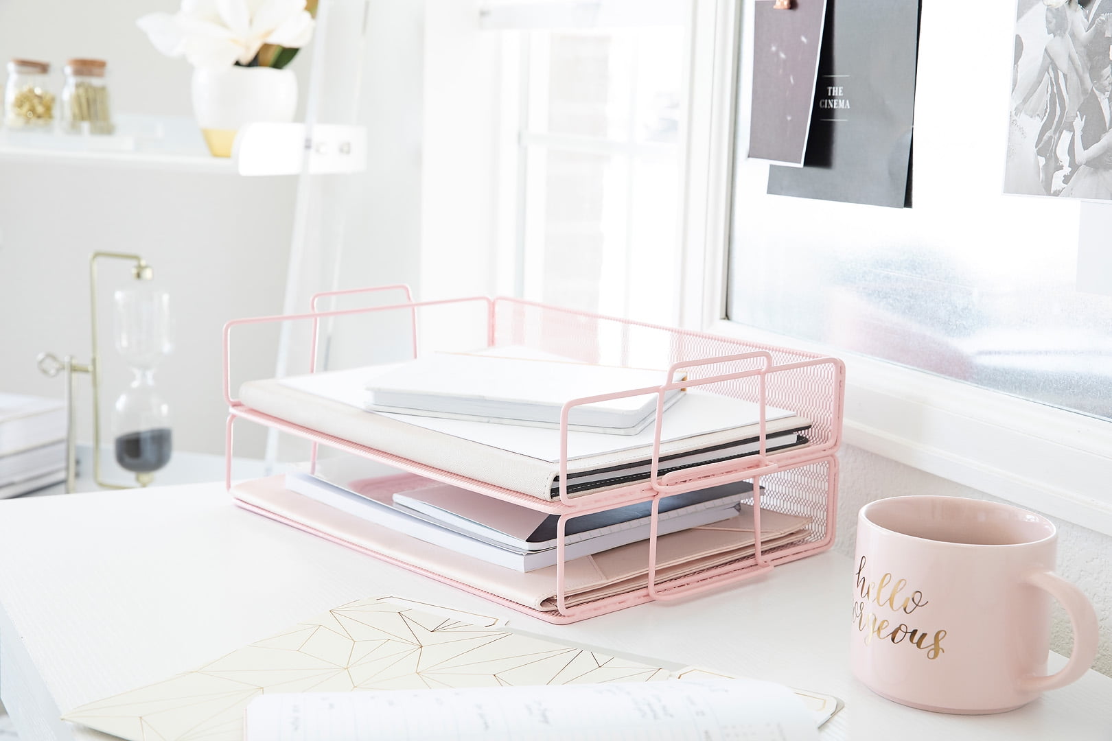 Blu Monaco Pink Mesh Paper Tray - Set of 2 - Walmart.com