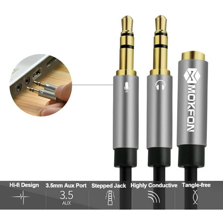 Combo Audio Adapter Cable Headphone Y Splitter with Mic and Audio Male ...