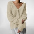 Aellinatey Fuzzy Cardigan Sweaters for Women V Neck Button Down Fluffy ...