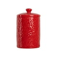 10 Strawberry Street Fleur Embossed 3 Piece Ceramic Canister Set Red