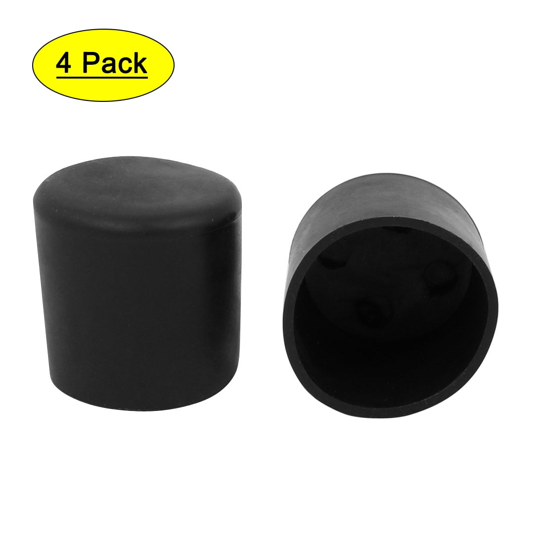 4pcs 28mm Dia Black PVC Rubber Round Cabinet Leg Insert Cover Protector ...