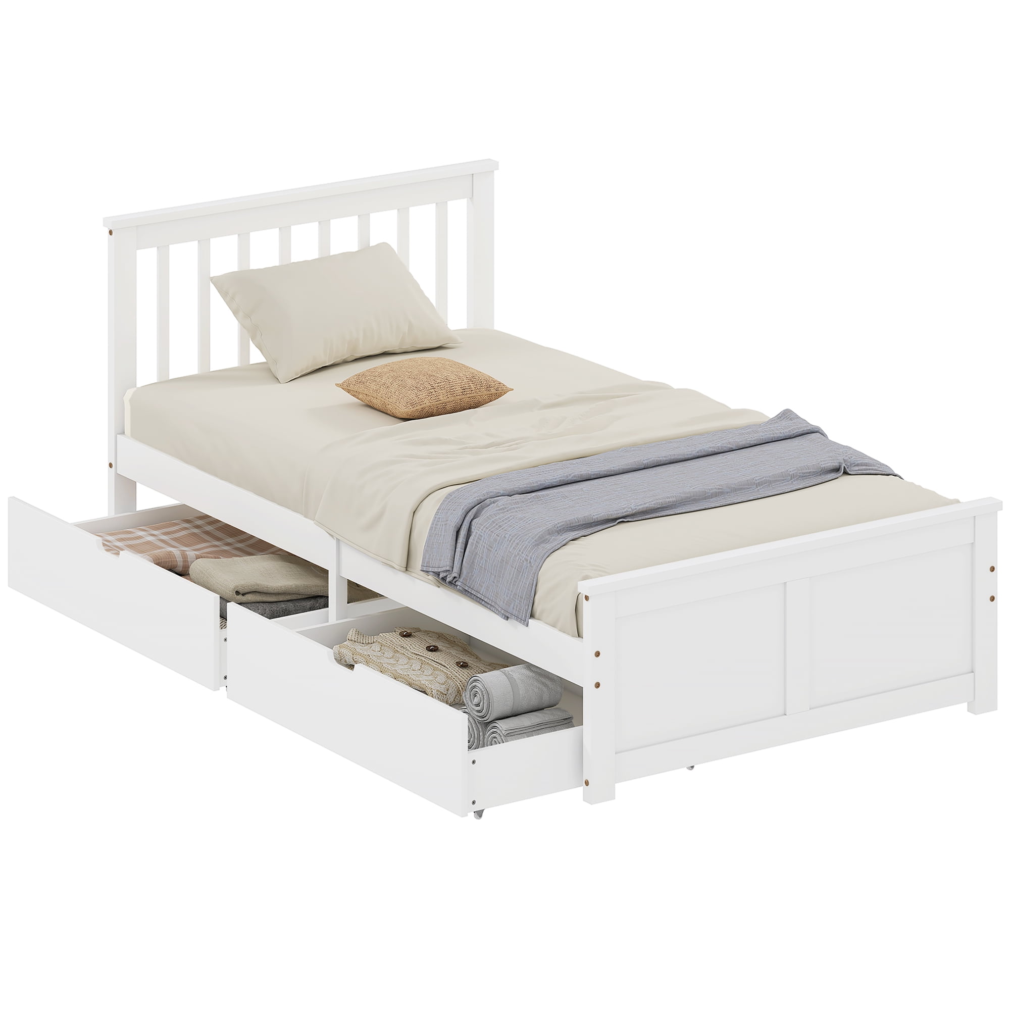 Click here for Homcom Wood Twin Bed Frame  Pine Platform Bed Fram... prices