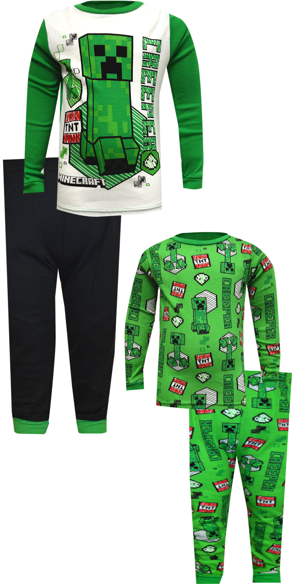 Centric Brands Boys' Minecraft Classic Creeper 4 Piece Cotton Pajamas ...