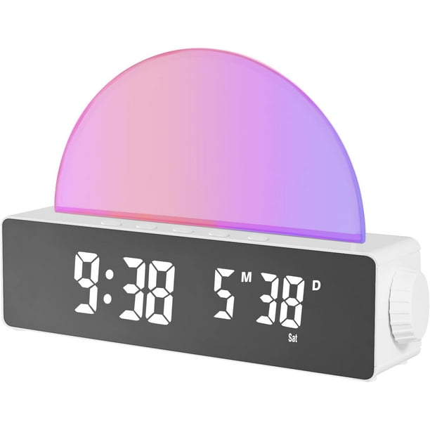 Lighted Alarm Clock 10 Color Modes, LED Digital Clock with Date ...