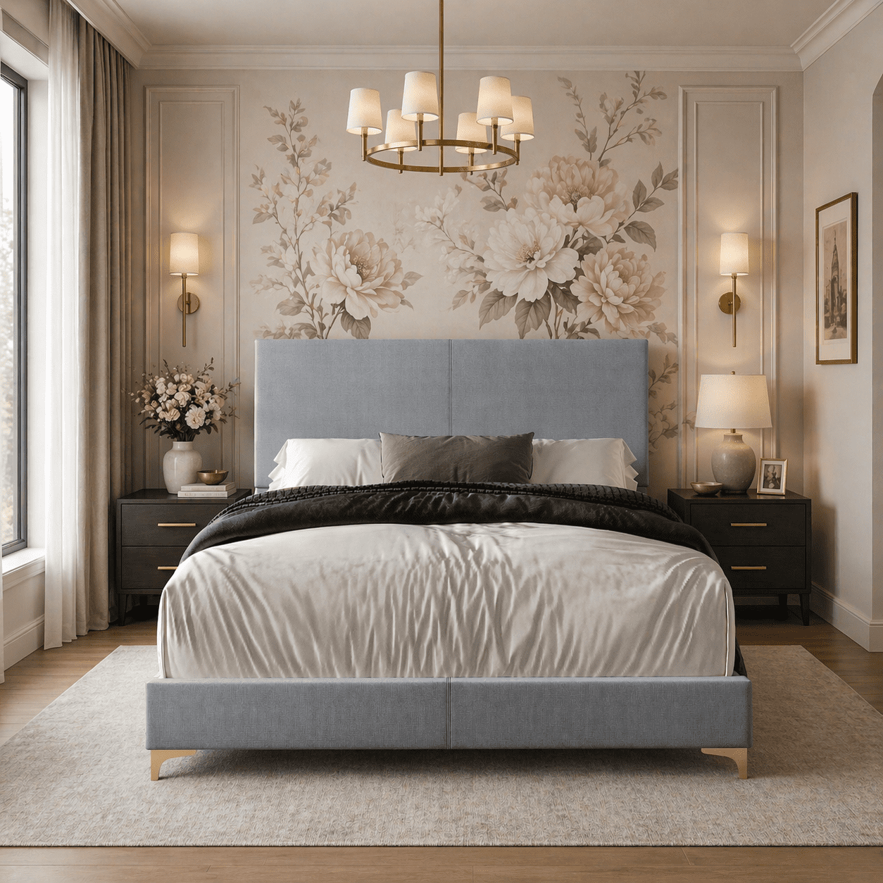 Click here for K-Living Queen Bed With Stainless Steel Gold Legs prices