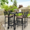 5 Piece Patio Bar Dining Set,Outdoor 55" Durable Bar Height Table & Cushioned Bar Stools of 4 ...