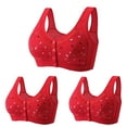 Aboser Front Closure Bras for Women 3 Pack No Wire Bras Push Up Comfort ...
